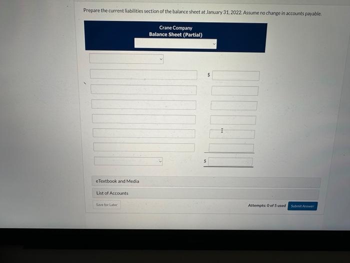 Solved Current Attempt in Progress On January 1, 2022, the | Chegg.com