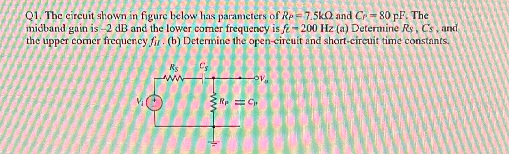 Solved Q1. The circuit shown in figure below has parameters | Chegg.com