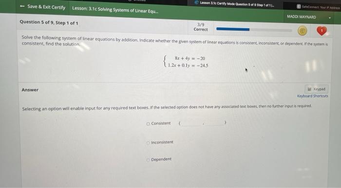 Solved Lassante Certify Mode Question of 101 Save & Exit | Chegg.com