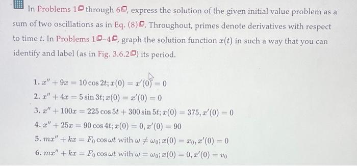 Solved In Problems 1 through 6 , express the solution of | Chegg.com
