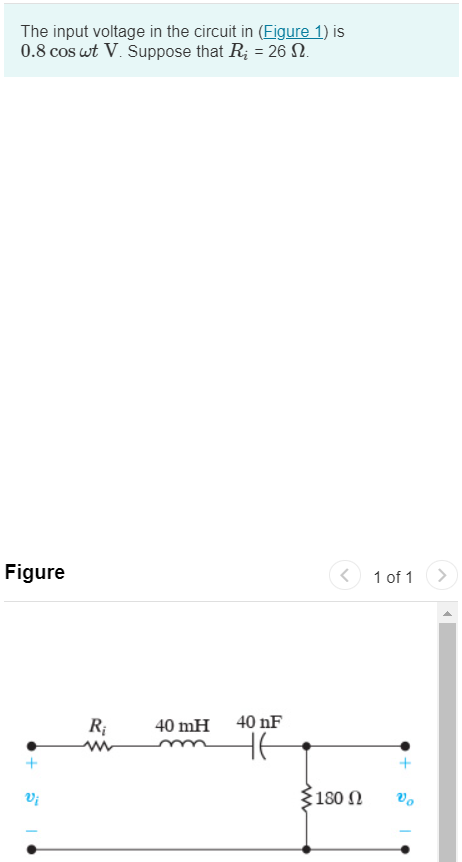 Solved The input voltage in the circuit in (Figure 1) | Chegg.com