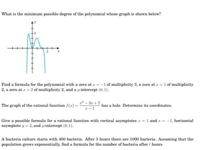 Solved What is the minimum possible degree of the polynomial | Chegg.com