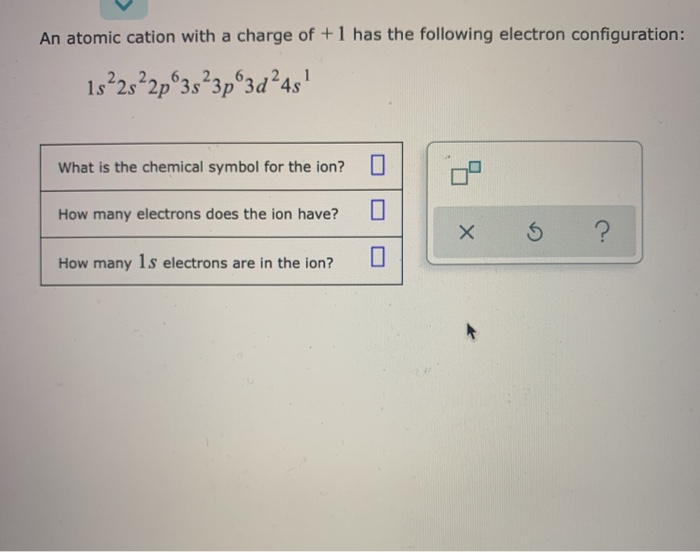 Solved An Atomic Cation With A Charge Of 1 Has The