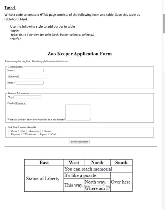 Solved Task-1 Write a code to create a HTML page consists of | Chegg.com