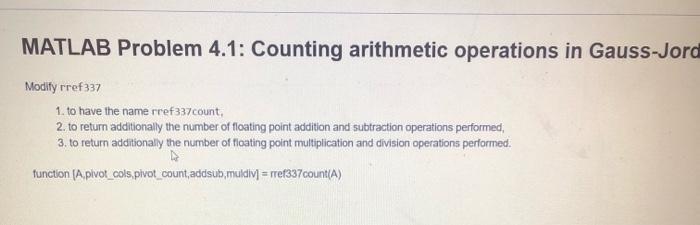 Solved Matlab Problem 41 Counting Arithmetic Operations In 2185