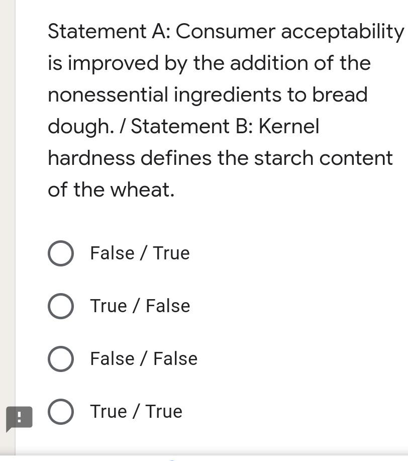Statement A: Consumer acceptability is improved by | Chegg.com