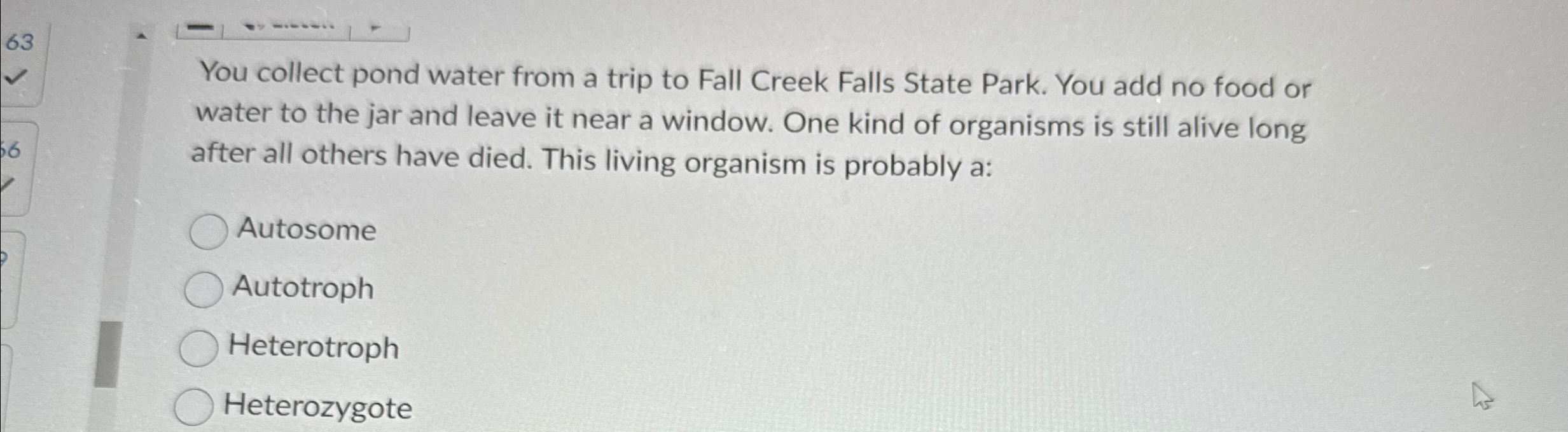 Solved You collect pond water from a trip to Fall Creek | Chegg.com