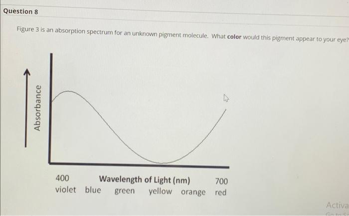 Solved Question 8 Figure 3 is an absorption spectrum for an | Chegg.com