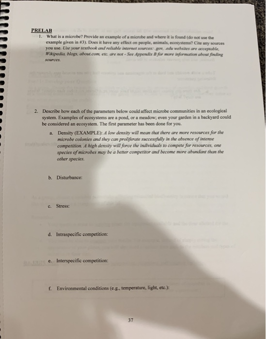 Solved PRELAB 1. What is a microbe? Provide an example of a | Chegg.com