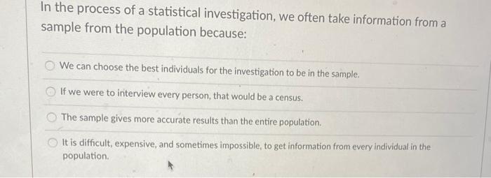 Solved In the process of a statistical investigation, we | Chegg.com