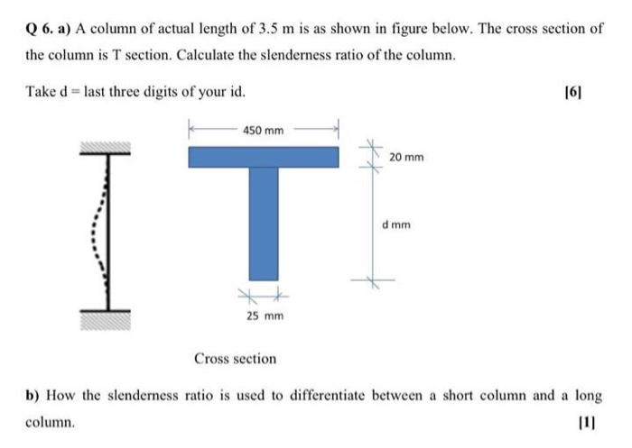 Solved Q6. a) A column of actual length of 3.5 m is as shown | Chegg.com