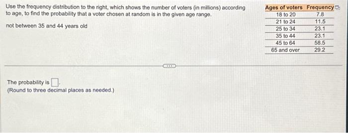 Solved Use the frequency distribution to the right, which | Chegg.com