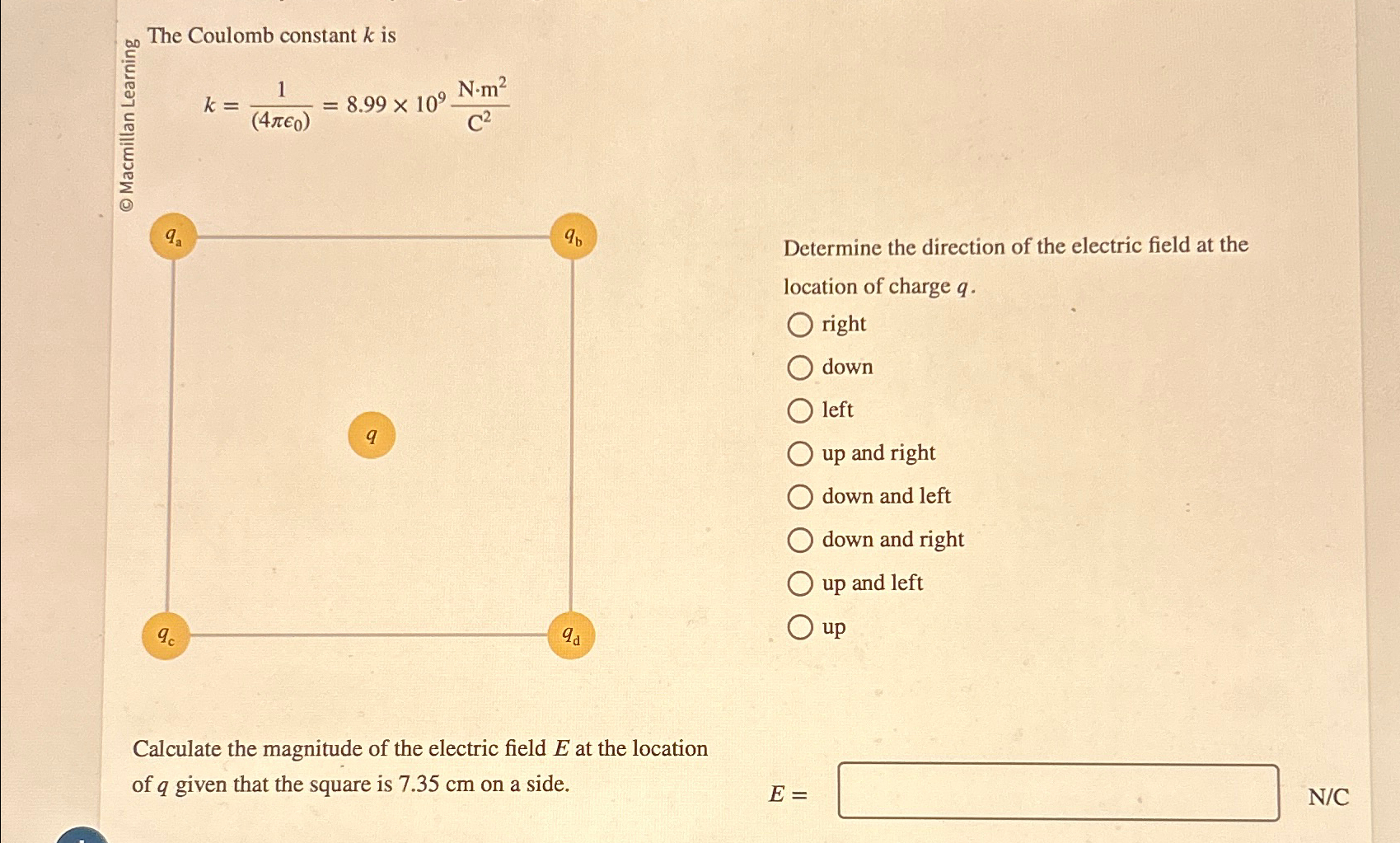 Do The Coulomb constant k | Chegg.com