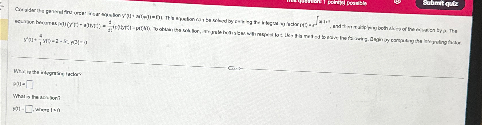 Solved Consider the general first-order linear equation | Chegg.com