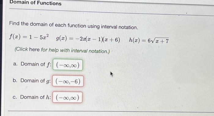 Domain of Functions Find the domain of each function | Chegg.com