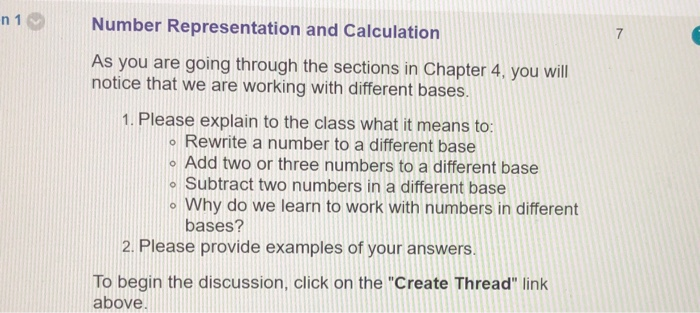 Solved n 1 7 Number Representation and Calculation As you | Chegg.com