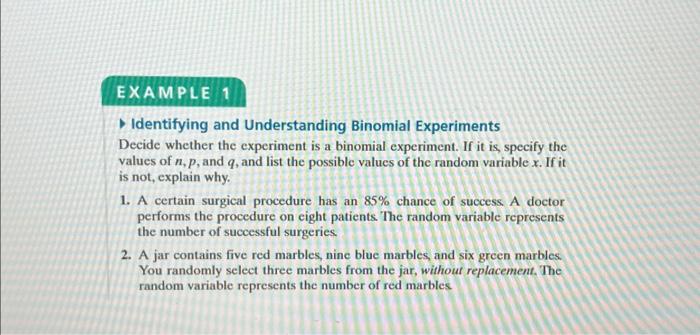 Solved Identifying and Understanding Binomial Experiments | Chegg.com