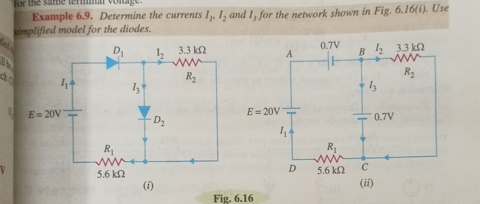 Solved Example 6.9. ﻿Determine the currents I1,I2 ﻿and I3 | Chegg.com