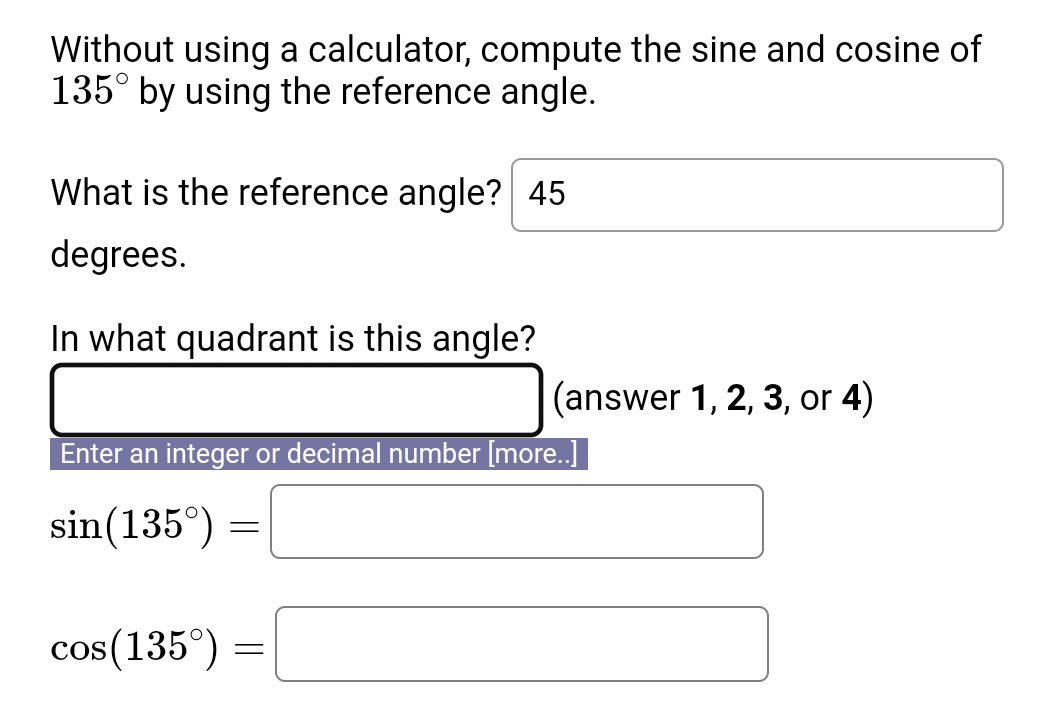 Solved Without using a calculator, compute the sine and | Chegg.com