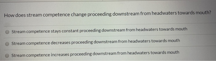 Solved How does stream competence change proceeding | Chegg.com