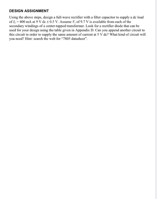Solved DESIGN ASSIGNMENT Using the above steps, design a | Chegg.com