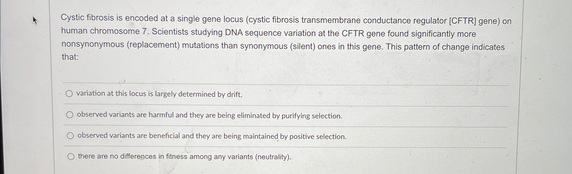 Solved Cystic fibrosis is encoded at a single gene locus | Chegg.com