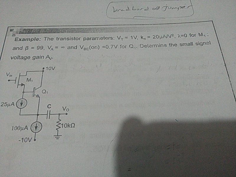 Solved bredbord 4 Jumper 어 Example: The transistor | Chegg.com