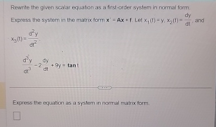 Solved Rewrite the given scalar equation as a first-order | Chegg.com