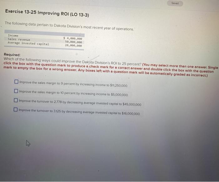 Solved Exercise 13-24 Components of ROI (LO 13-2) The | Chegg.com