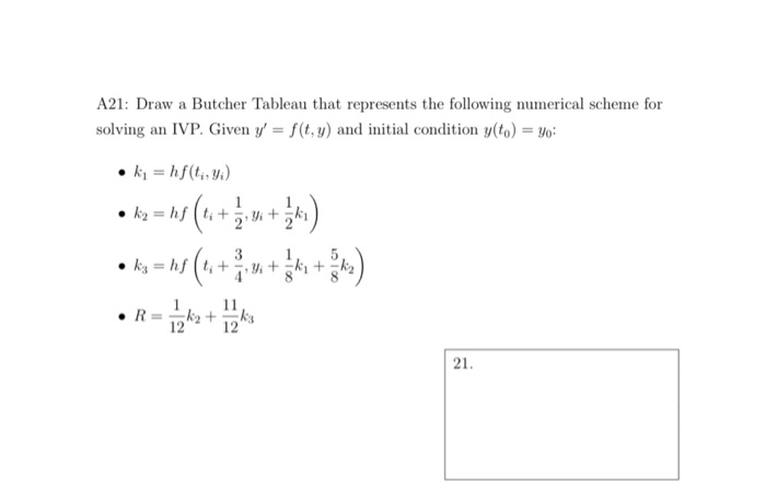 Solved A21: Draw a Butcher Tableau that represents the | Chegg.com
