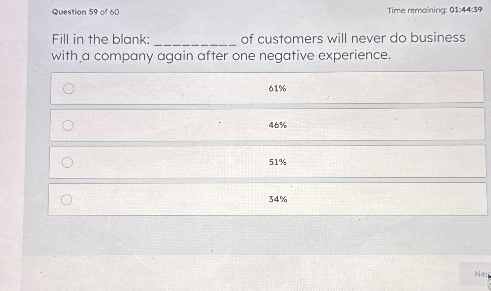 Solved Question 59 ﻿of 60Time remaining: 01:44:39Fill in the | Chegg.com