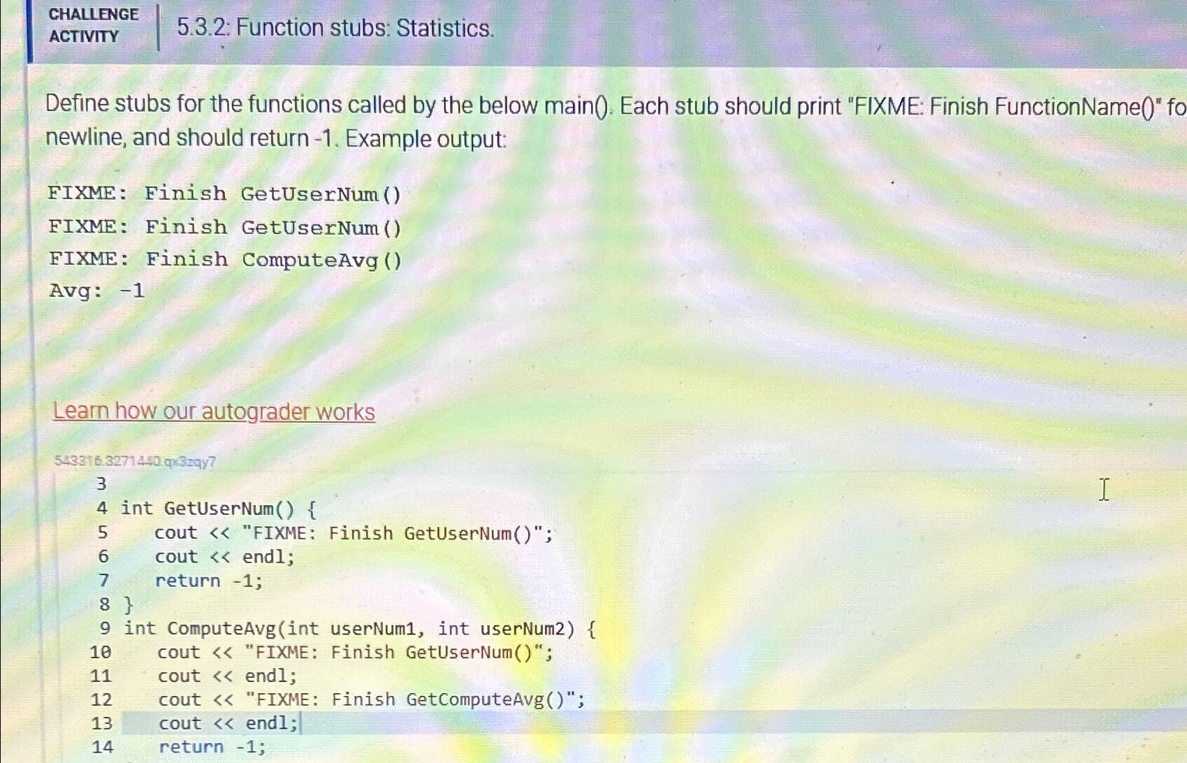 Solved CHALIENGEACTIVITY5.3.2: Function stubs: | Chegg.com