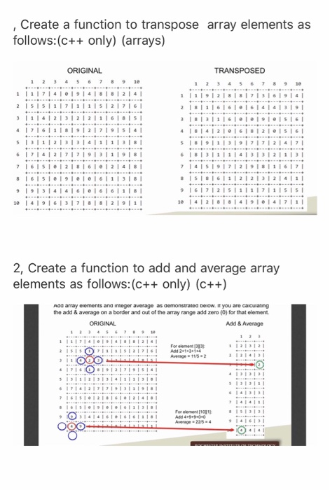 Solved , Create a function to transpose array elements as | Chegg.com