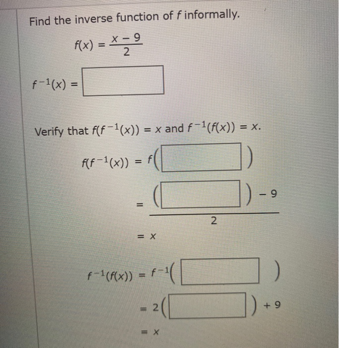 Solved Find the inverse function of f informally. f(x) = * X | Chegg.com