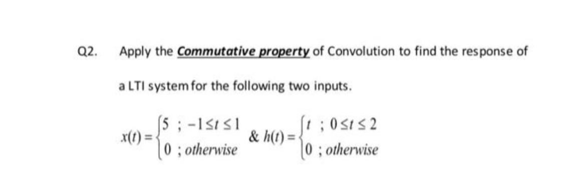 Solved Q2. ﻿Apply the Commutative property of Convolution to | Chegg.com