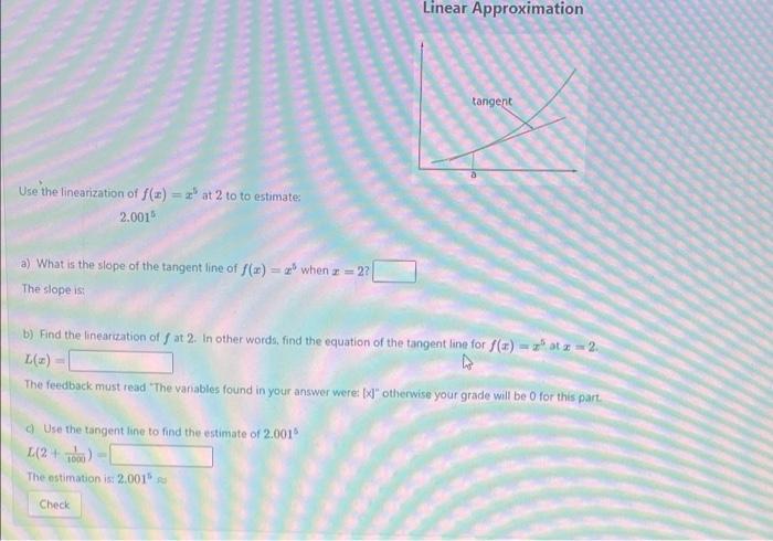 Solved Linear Approximation tangent Use a linear | Chegg.com
