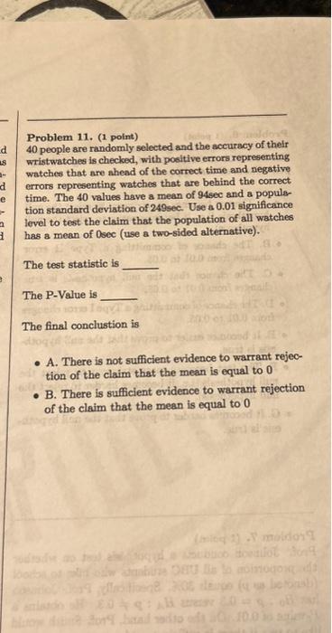 Solved Problem 11. (1 point) 40 people are randomly selected | Chegg.com