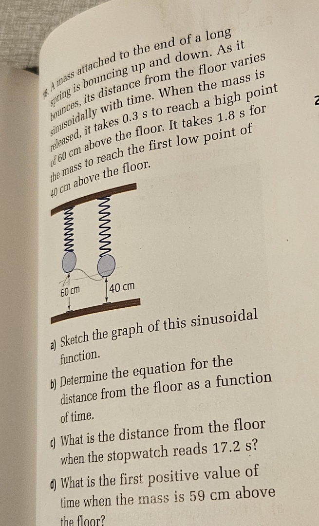 Solved above the floor.a) ﻿Sketch the graph of this | Chegg.com