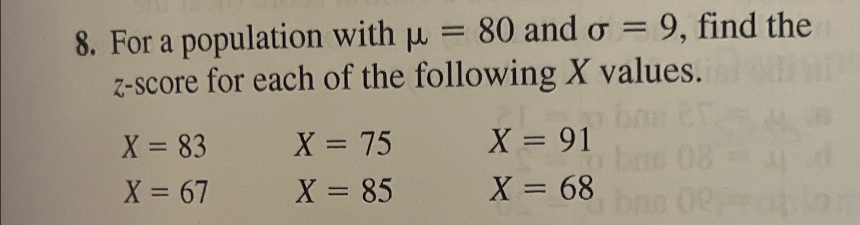 Solved For a population with μ=80 ﻿and σ=9, ﻿find the | Chegg.com