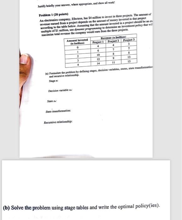 Solved Problem 1 (20 points) An electronies company, | Chegg.com