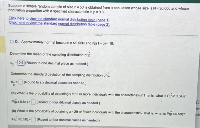 Solved Suppose a simple random sample of size n=50 is | Chegg.com