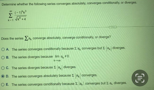Solved Determine whether the following series converges | Chegg.com