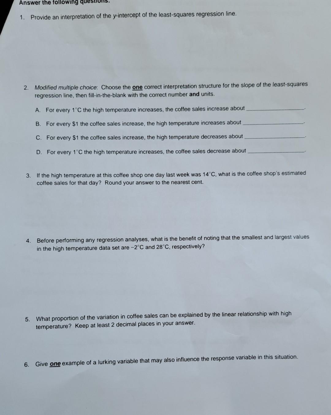 Solved 1. Provide an interpretation of the | Chegg.com