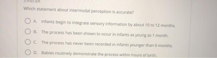 Solved thes lett Which statement about intermodal perception | Chegg.com