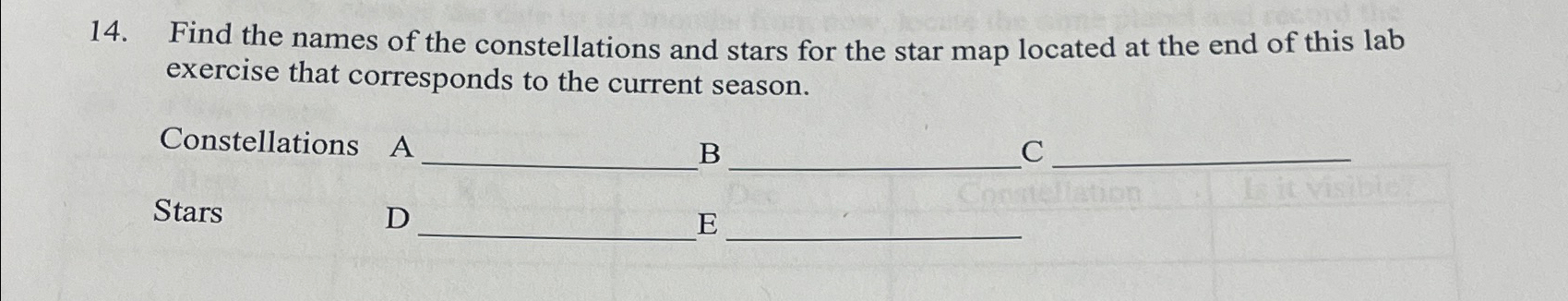 Solved Find the names of the constellations and stars for | Chegg.com