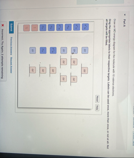 [Solved]: Part A Draw an MO energy diagram for the molecule