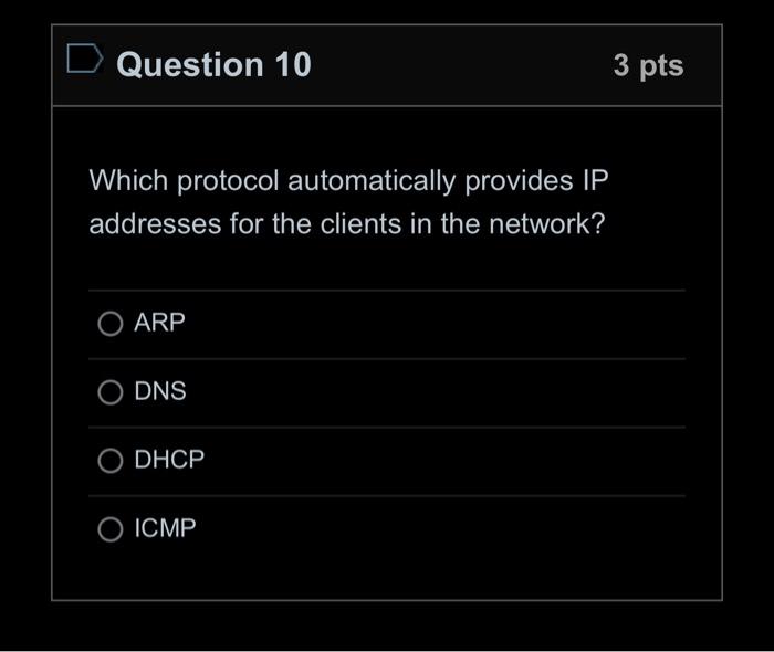 Solved Question 10 3 pts Which protocol automatically | Chegg.com