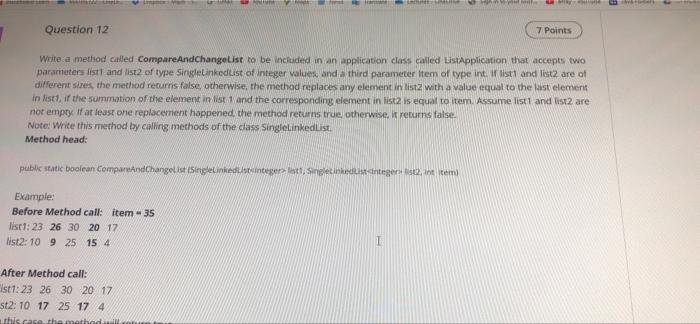Solved Question 12 7 Points Write a method called | Chegg.com