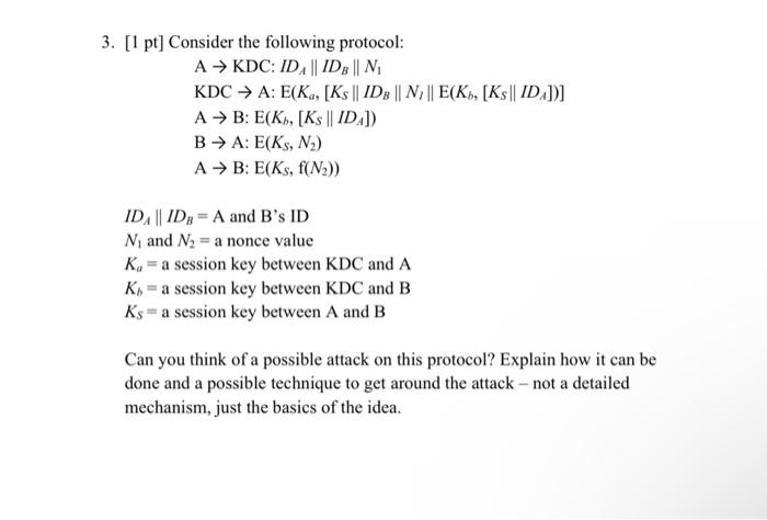 Solved 3. [1 pt] Consider the following protocol: | Chegg.com