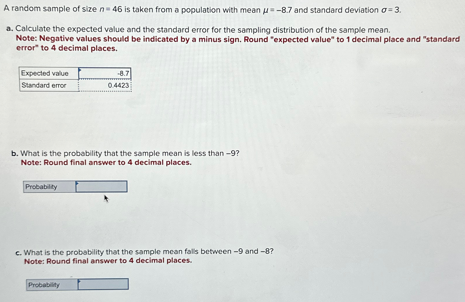 Solved A random sample of size n=46 ﻿is taken from a | Chegg.com